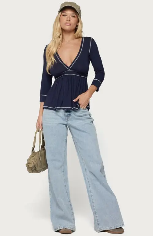 EDIKTED Parah Contrast Babydoll Top