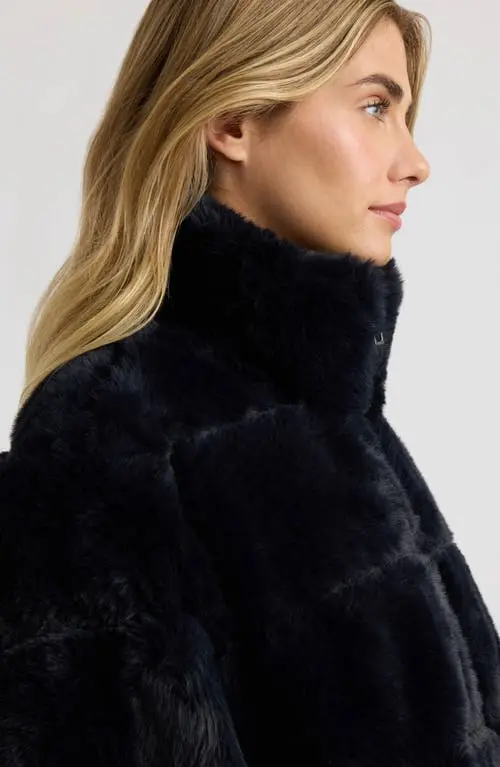 NVLT Faux Fur Zip Jacket - Navy