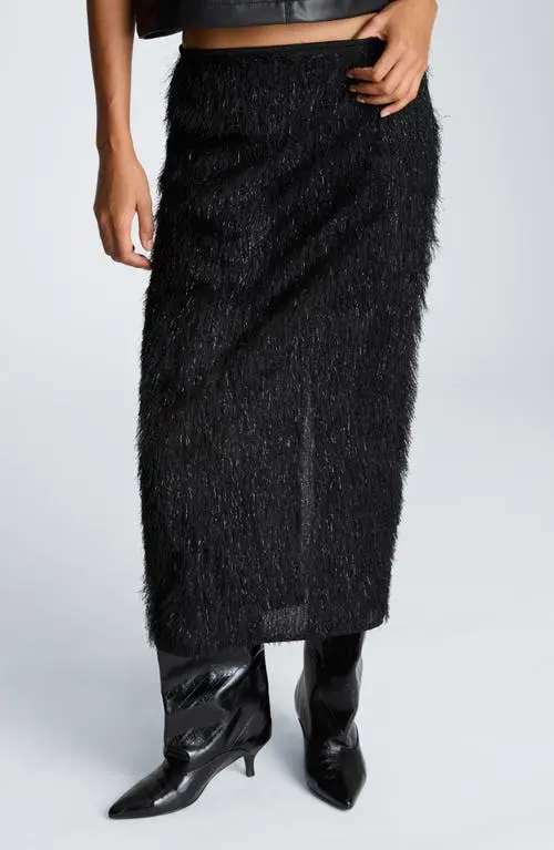 KENNETH COLE COLLECTION Fringe Metallic Lurex Midi Skirt