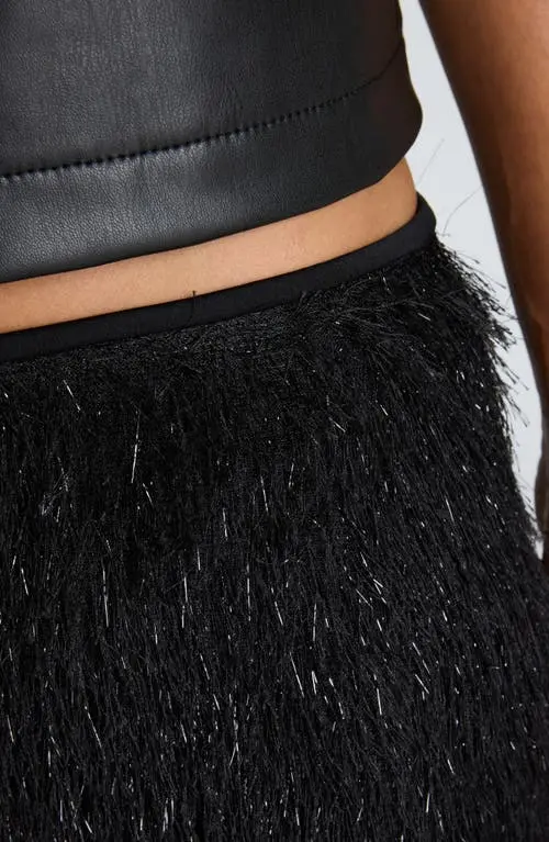 KENNETH COLE COLLECTION Fringe Metallic Lurex Midi Skirt