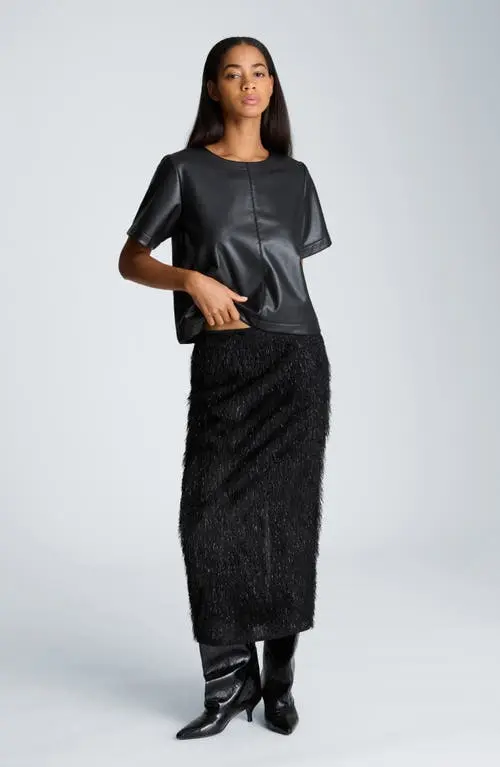 KENNETH COLE COLLECTION Fringe Metallic Lurex Midi Skirt
