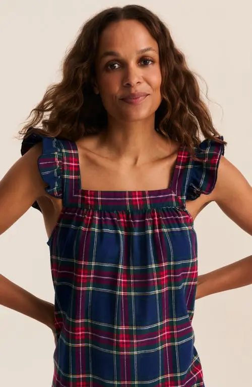 PETITE PLUME Clara Plaid Silk Nightgown