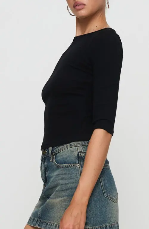 Princess Polly Elaia Ribbed Three Quarter Sleeve Top