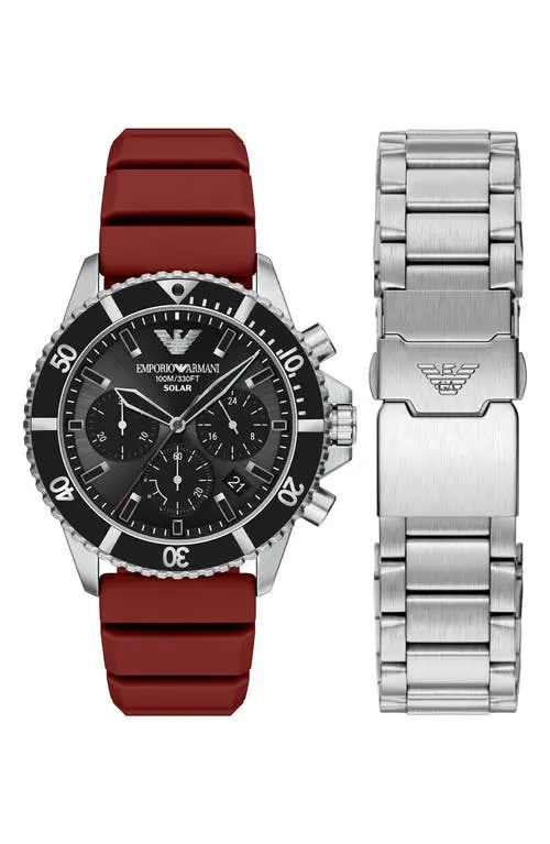 Emporio Armani World Explorer Solar Chronograph Bracelet Watch Set