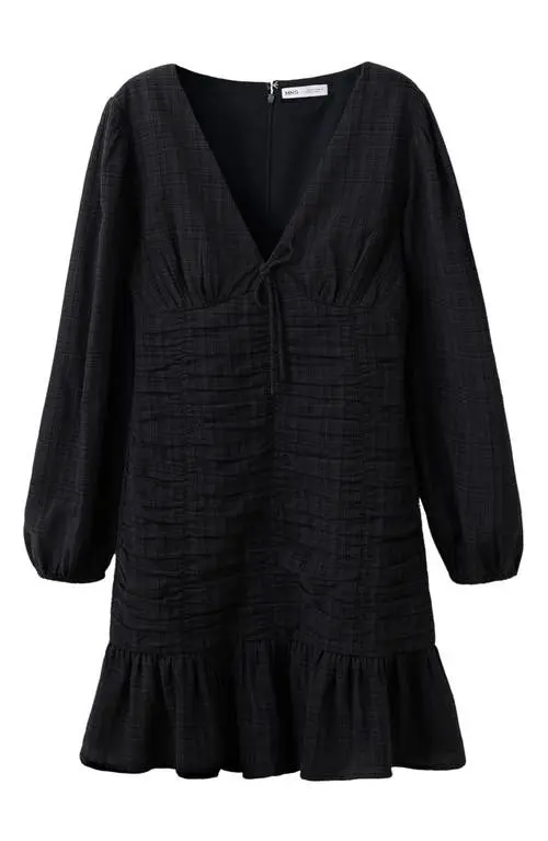 Mango Textured V-neck Minidress