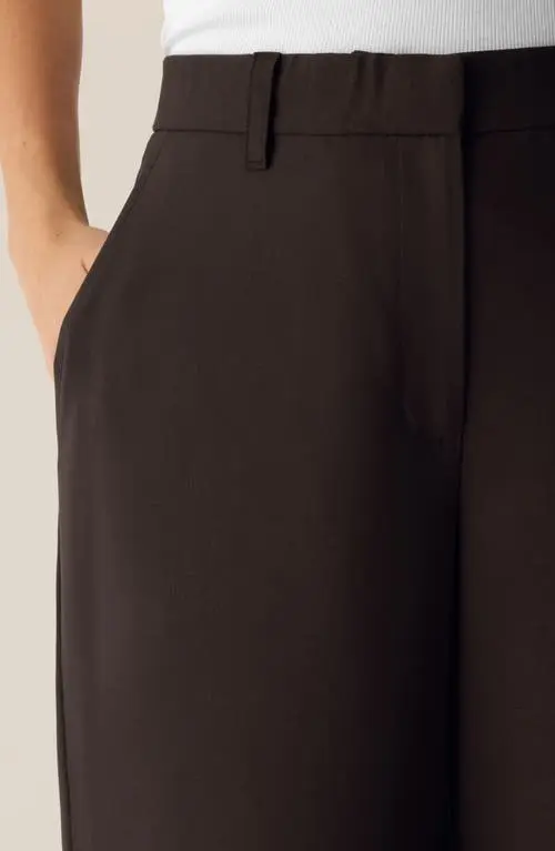 Eileen Fisher High Waist Wide Leg Wool Trousers - Coffee