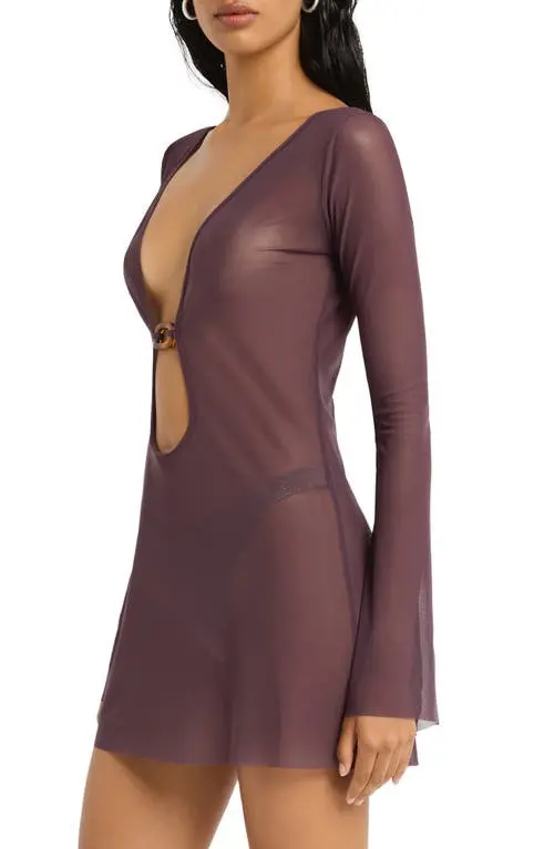 Bond Eye Priya Ring Cutout Long Sleeve Cover-up Minidress