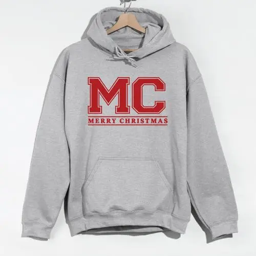 SIMPLY SAGE MARKET Merry Christmas Initials Hoodie - Graphite
