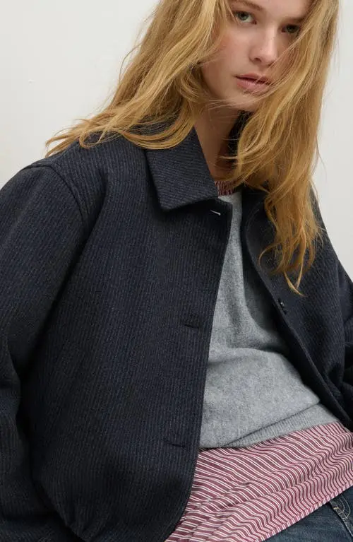 Mango Striped Cloth Coat
