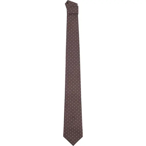 Mango Polka Dot Silk Blend Tie - Chocolate