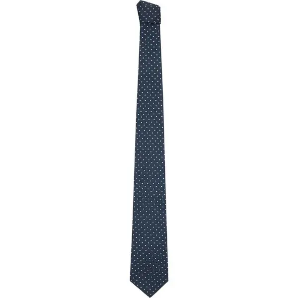 Mango Polka Dot Silk Blend Tie - Navy