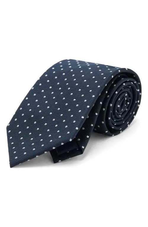 Mango Polka Dot Silk Blend Tie - Navy