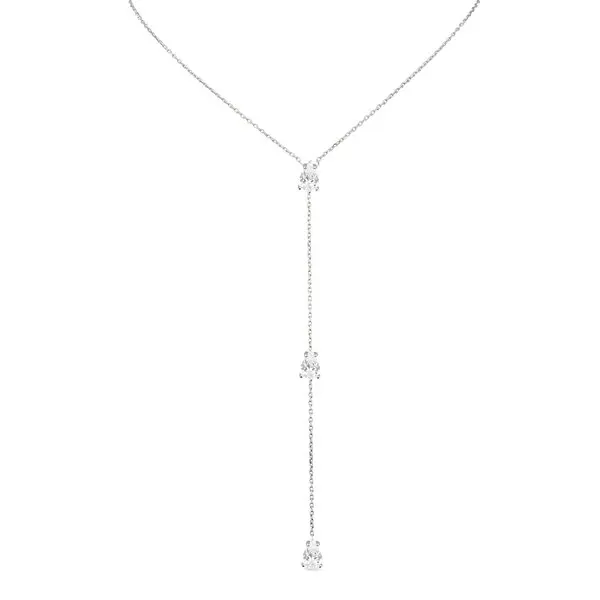SALLY SKOUFIS White / Silver Pure Double Lariat With Made White Diamonds In Sterling Silver - White/silver