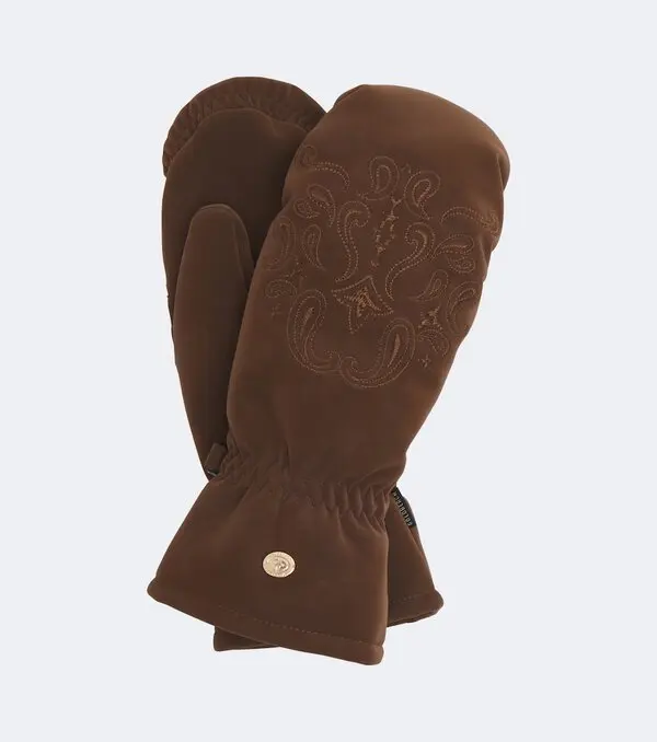 Goldbergh Dai Embroidered Mittens - Brown