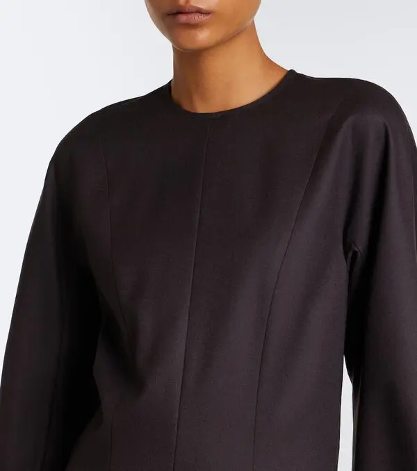 Stella McCartney Pleated Wool Flannel Midi Dress