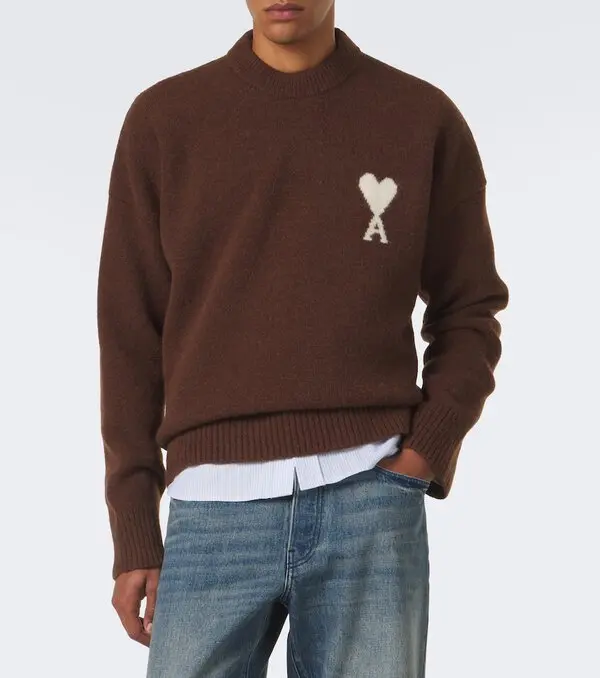 AMI Paris De Coeur Alpaca And Wool-blend Sweater