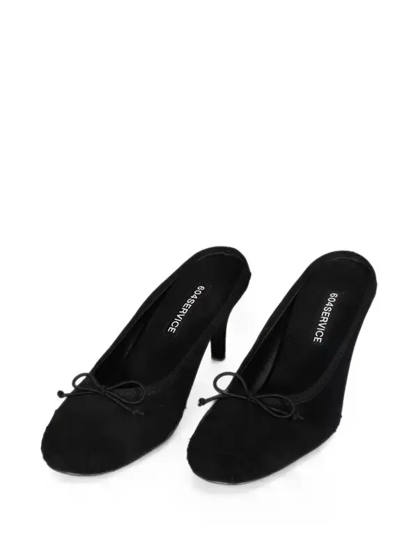 604SERVICE Distressed Satin Heeled Mules