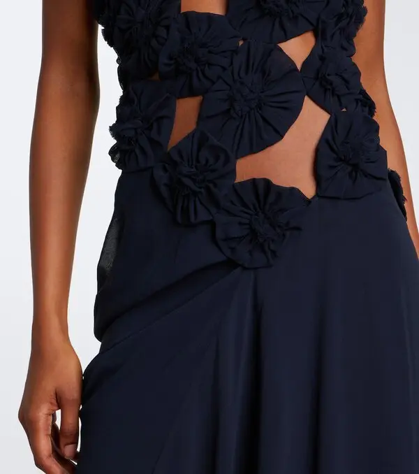 Victoria Beckham Cutout Floral-appliqué Silk Gown