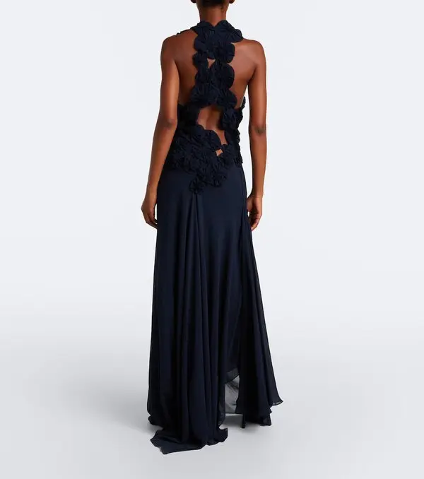 Victoria Beckham Cutout Floral-appliqué Silk Gown