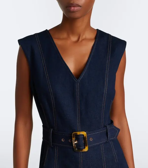 Veronica Beard Cosette Belted Denim Midi Dress