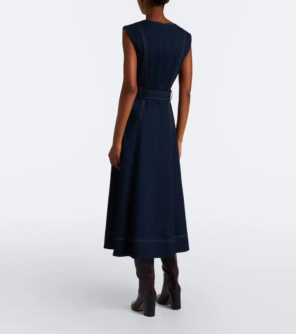 Veronica Beard Cosette Belted Denim Midi Dress