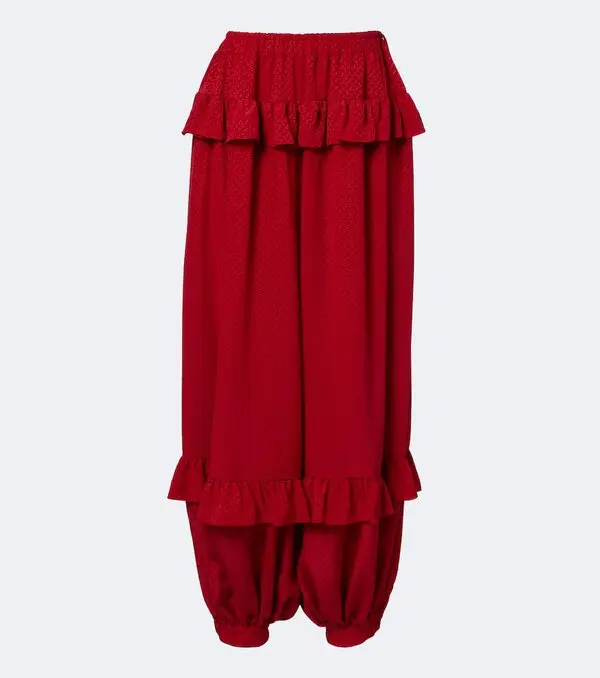 Chloé Ruffled Jacquard Silk Balloon Pants