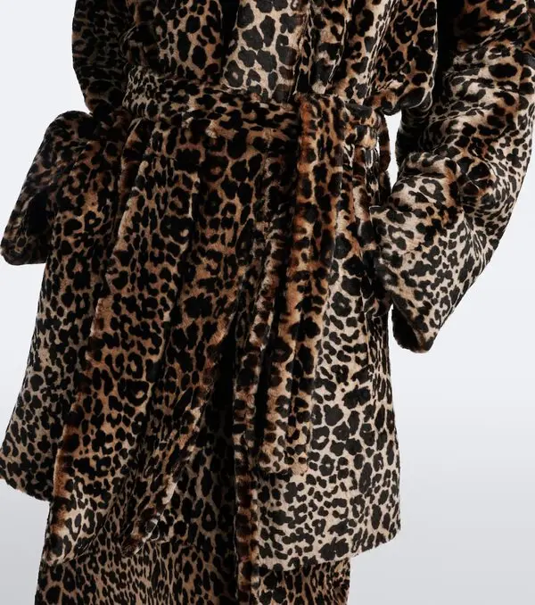Nour Hammour Raquel Leopard-print Shearling Wrap Coat