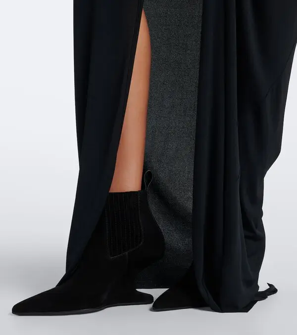Rick Owens Cantilever Suede Wedge Boots
