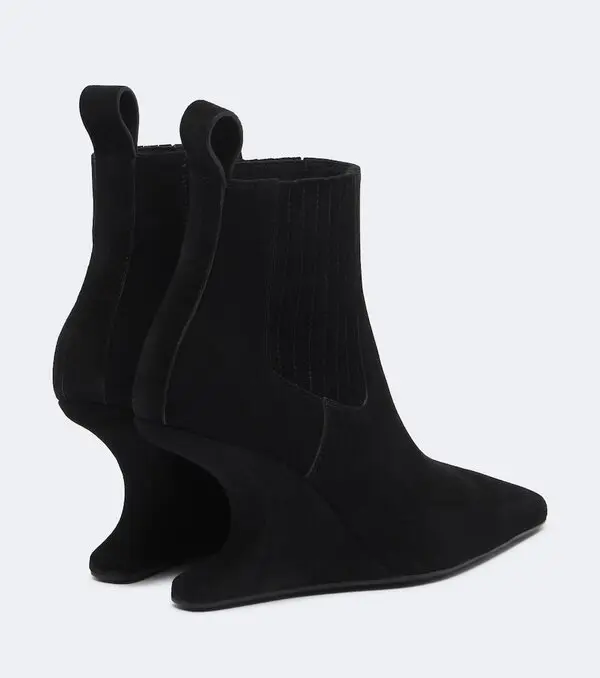 Rick Owens Cantilever Suede Wedge Boots