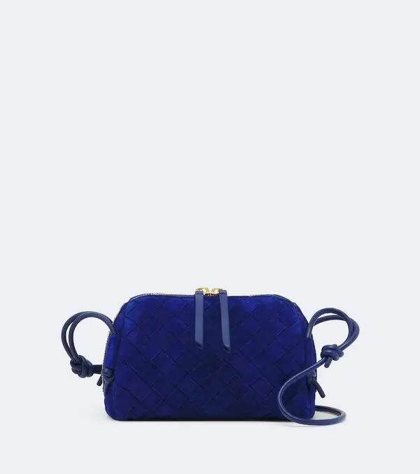 Bottega Veneta Concert Intrecciato Suede Crossbody Bag - Blue