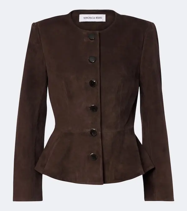 Veronica Beard Quinn Peplum Suede Jacket