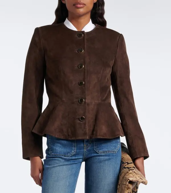 Veronica Beard Quinn Peplum Suede Jacket