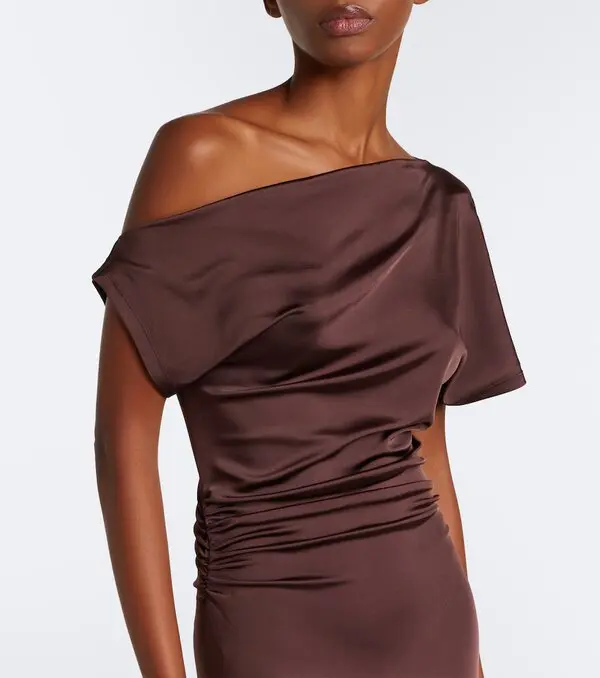 Tove Sora Gathered Satin Midi Dress