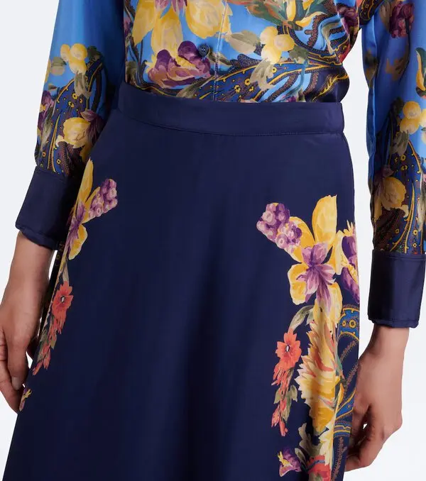 Etro Floral Silk Crêpe De Chine Maxi Skirt