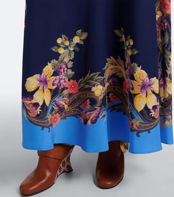 Etro Floral Silk Crêpe De Chine Maxi Skirt