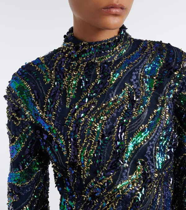 TALLER MARMO Disco Dragon Sequined Tulle Minidress