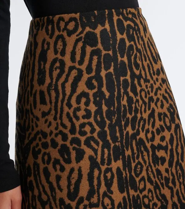 Carolina Herrera Leopard-print Virgin Wool Midi Skirt