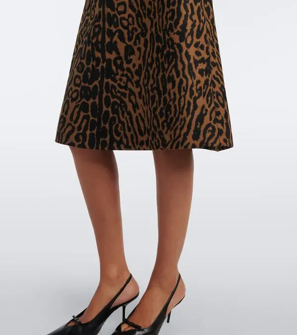 Carolina Herrera Leopard-print Virgin Wool Midi Skirt