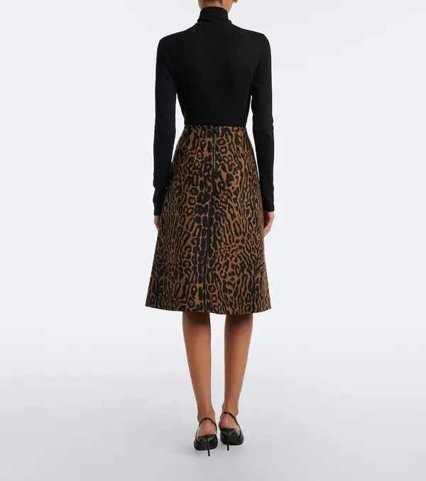 Carolina Herrera Leopard-print Virgin Wool Midi Skirt