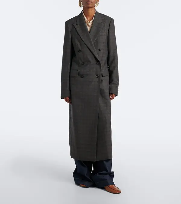 Dries Van Noten Checked Double-breasted Wool Coat
