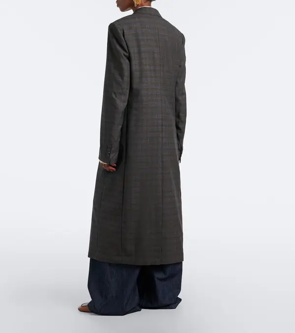 Dries Van Noten Checked Double-breasted Wool Coat - Brown
