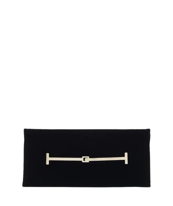 TOM FORD Arc Small Velvet Clutch - Black