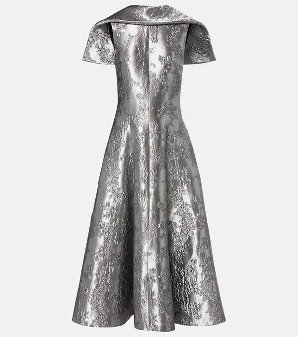 EMILIA WICKSTEAD Harlow Cloqué Jacquard Cocktail Dress - Silver