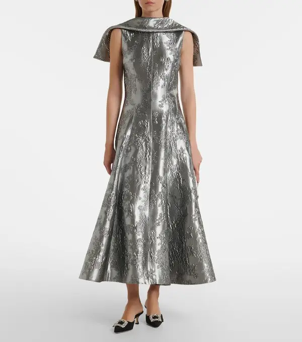 EMILIA WICKSTEAD Harlow Cloqué Jacquard Cocktail Dress - Silver