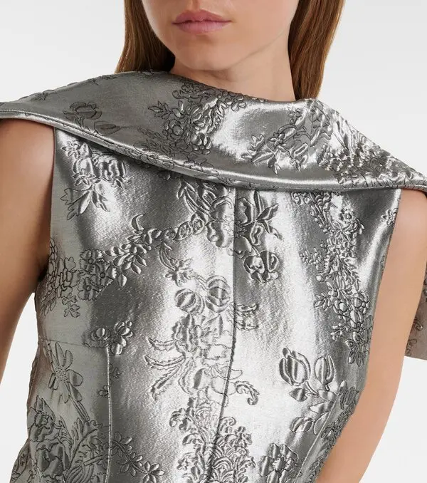 EMILIA WICKSTEAD Harlow Cloqué Jacquard Cocktail Dress - Silver