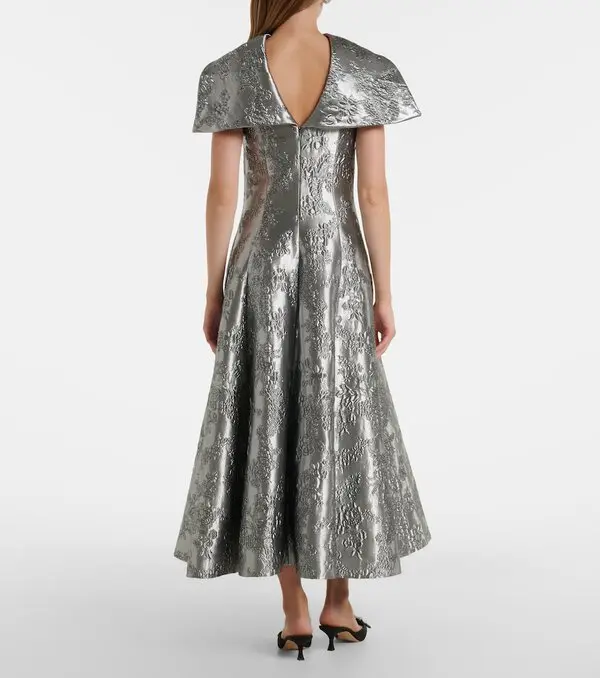 EMILIA WICKSTEAD Harlow Cloqué Jacquard Cocktail Dress - Silver