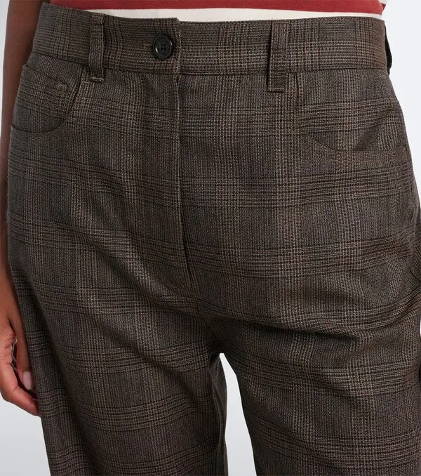 Acne Studios Checked Wool-blend Wide-leg Pants