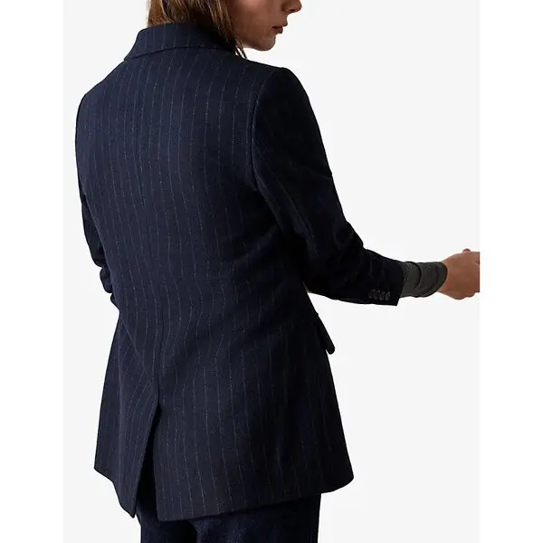 Whistles Pinstripe Single-breasted Wool-blend Blazer