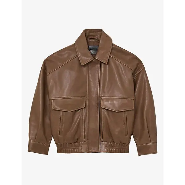 REISS Maeve Relaxed-fit Leather Jacket