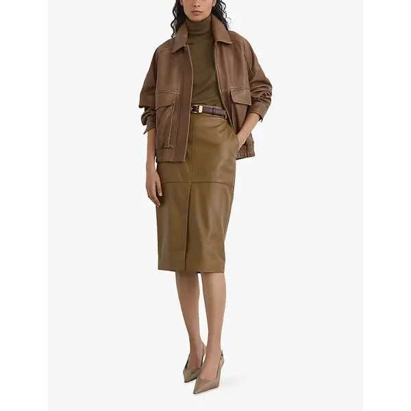 REISS Maeve Relaxed-fit Leather Jacket